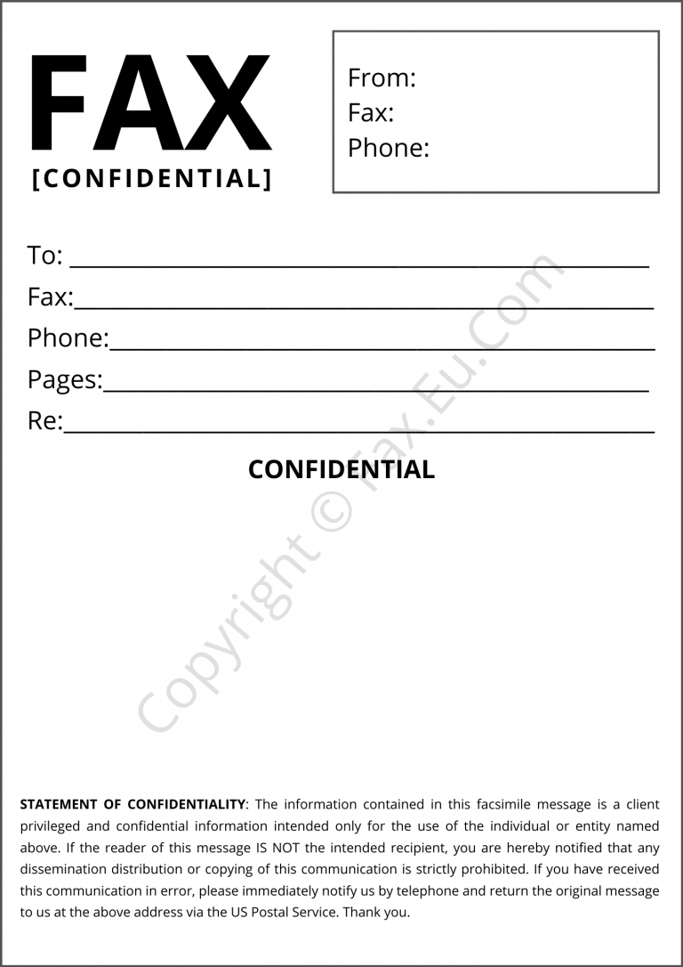 Confidential Fax Cover Sheet – Printable and Editable - Free Fax Cover ...
