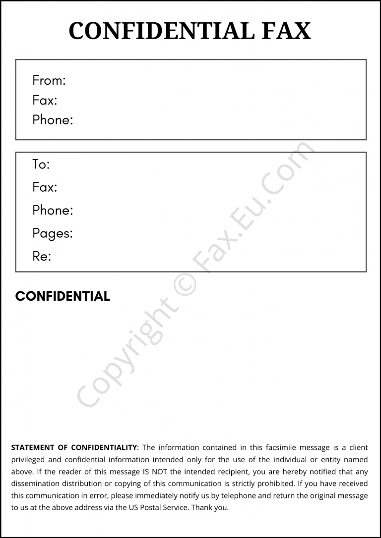 Confidential Fax Cover Sheet – Printable and Editable - Free Fax Cover ...