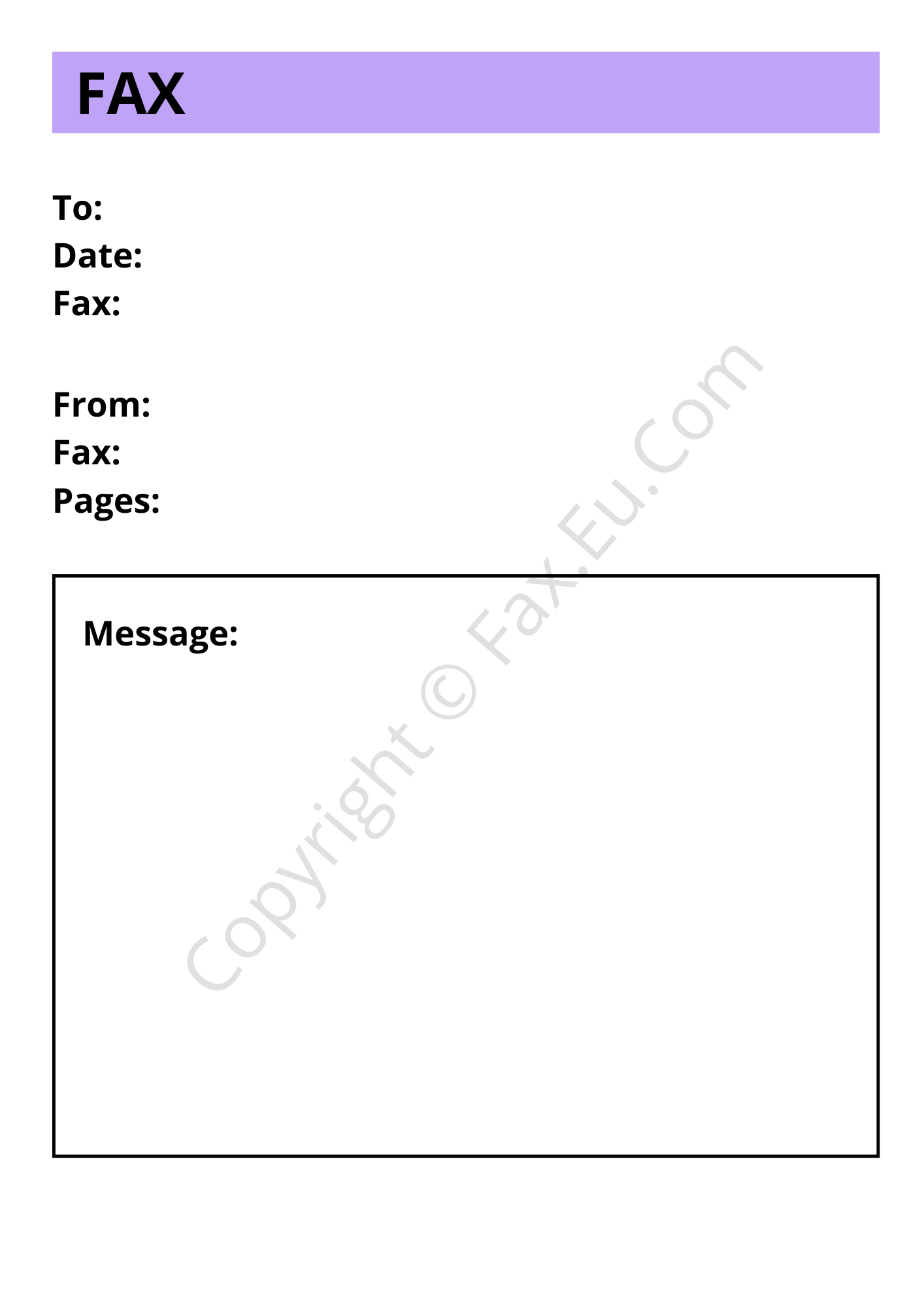 Plain Fax Cover Sheet – Printable and Editable - Free Fax Cover Sheet ...