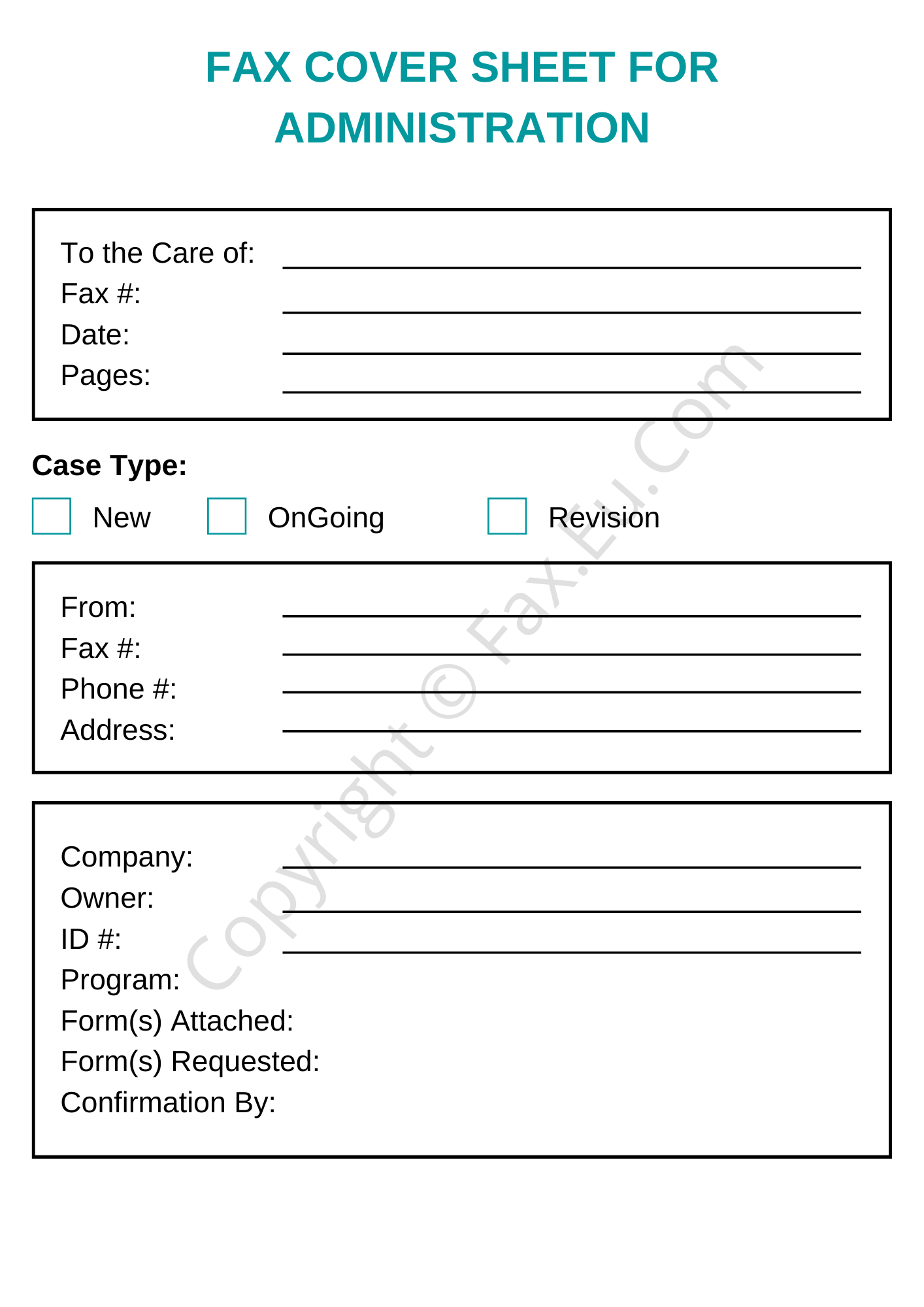 Administration Fax Cover Sheet – Printable and Editable - Free Fax ...