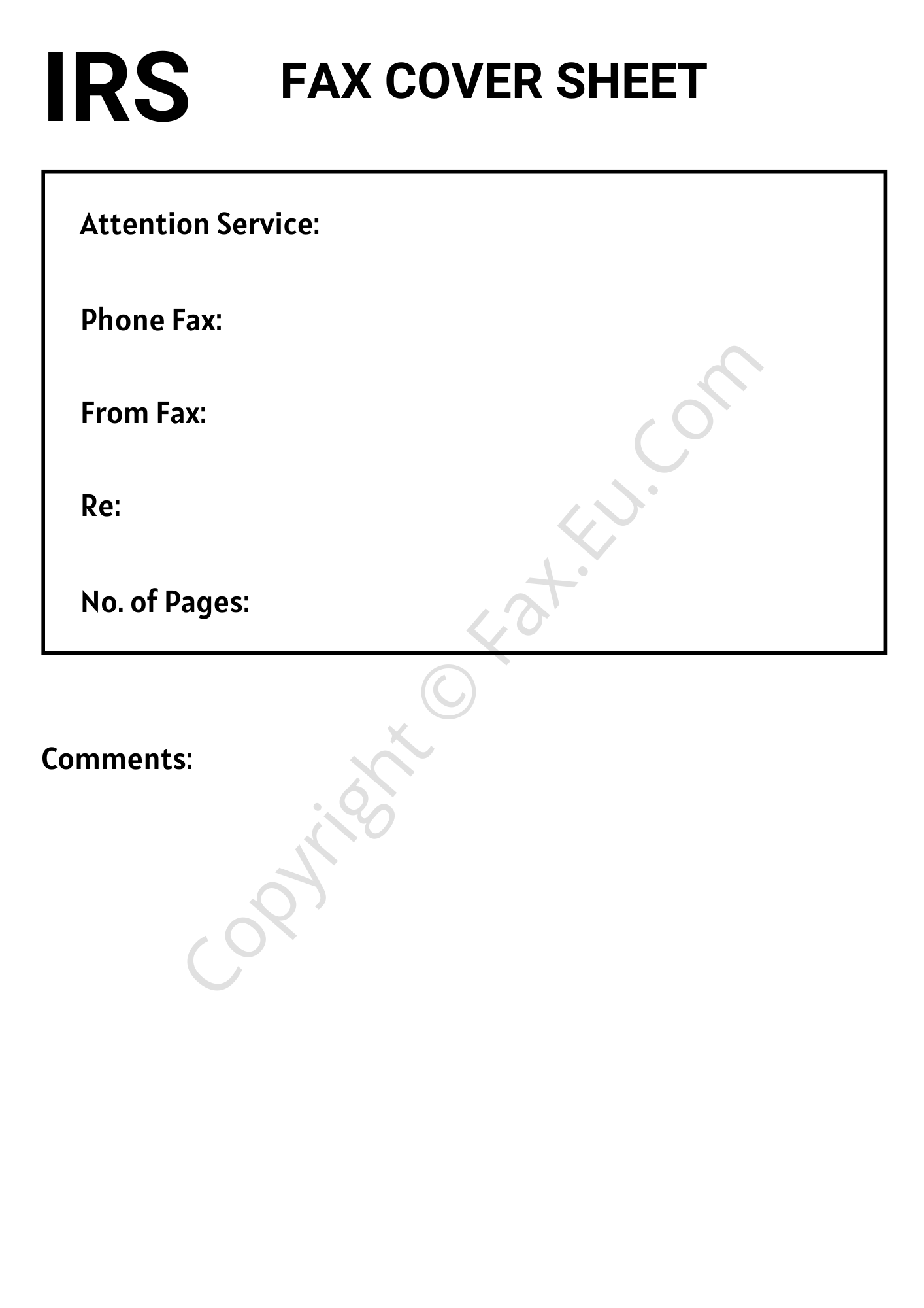 IRS Fax Cover Sheet – Printable and Editable - Free Fax Cover Sheet ...