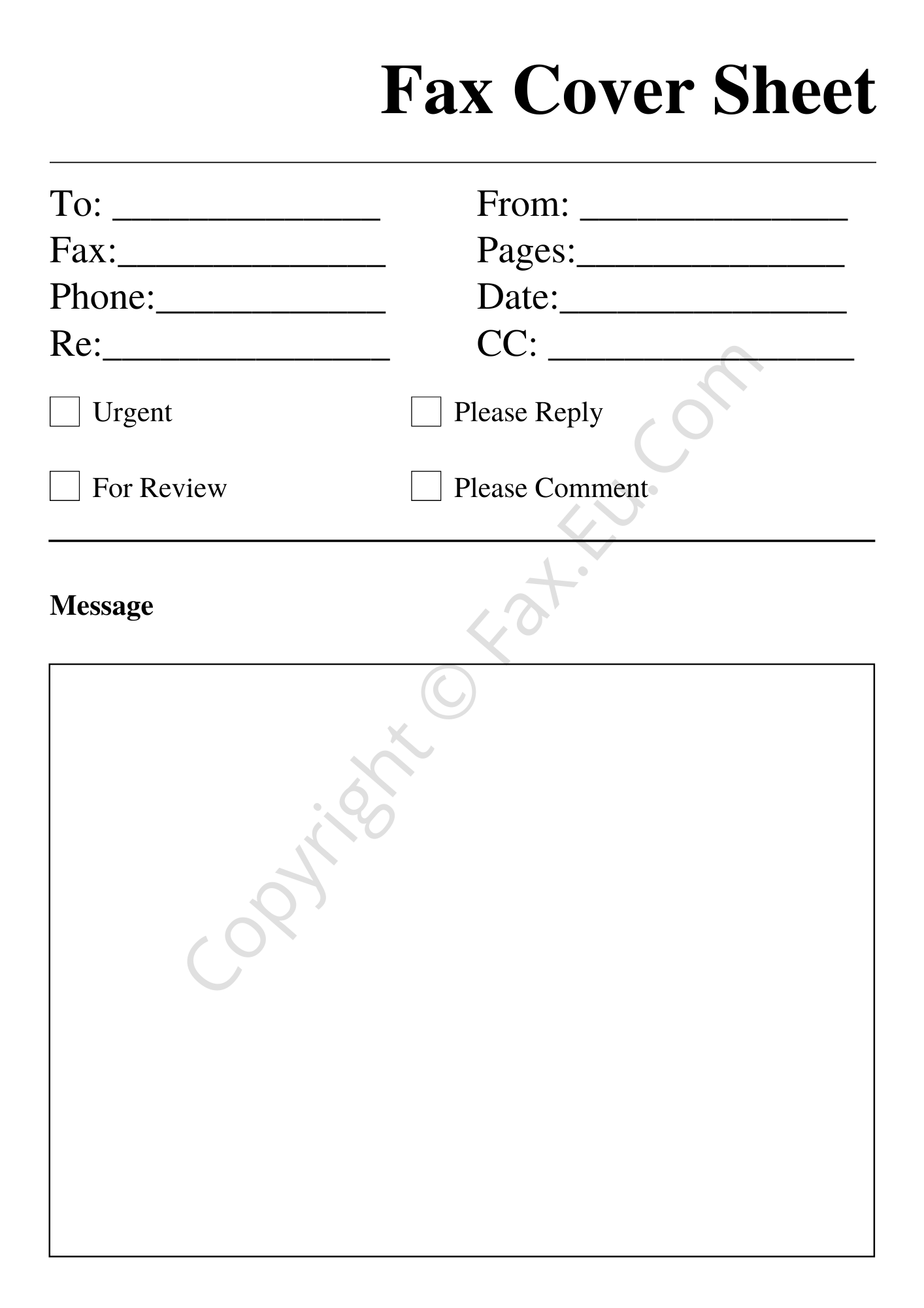 Professional Fax Cover Sheet – Printable and Editable - Free Fax Cover ...