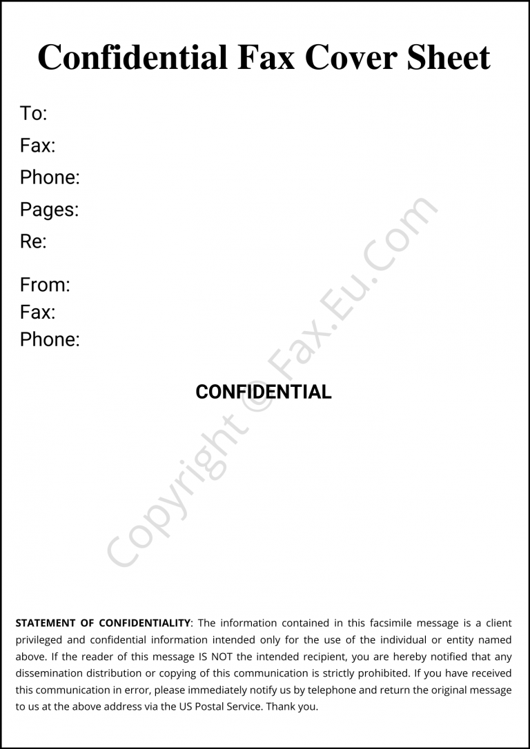 Confidential Fax Cover Sheet – Printable and Editable - Free Fax Cover ...
