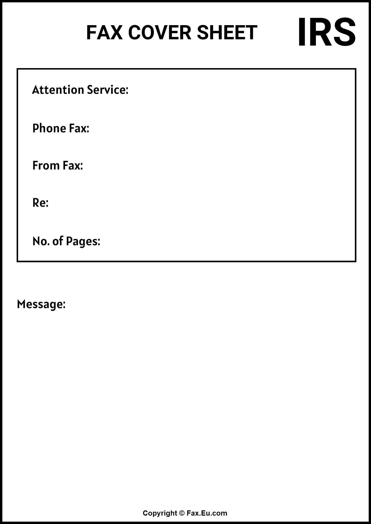 IRS Fax Cover Sheet Printable And Editable Free Fax Cover Sheet